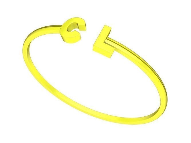 7723 CL letter women bangle bracelet 3D model 3D printable | CGTrader