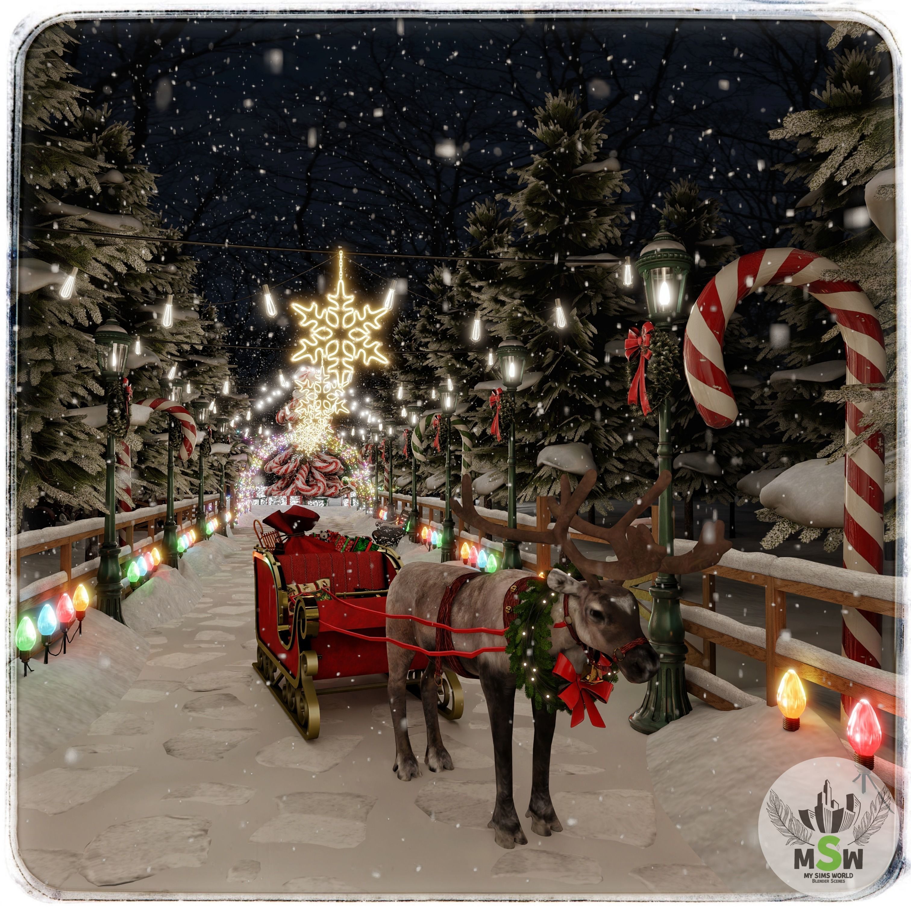 Christmas Forest Blender Scene - NIGHT 3D model rigged | CGTrader