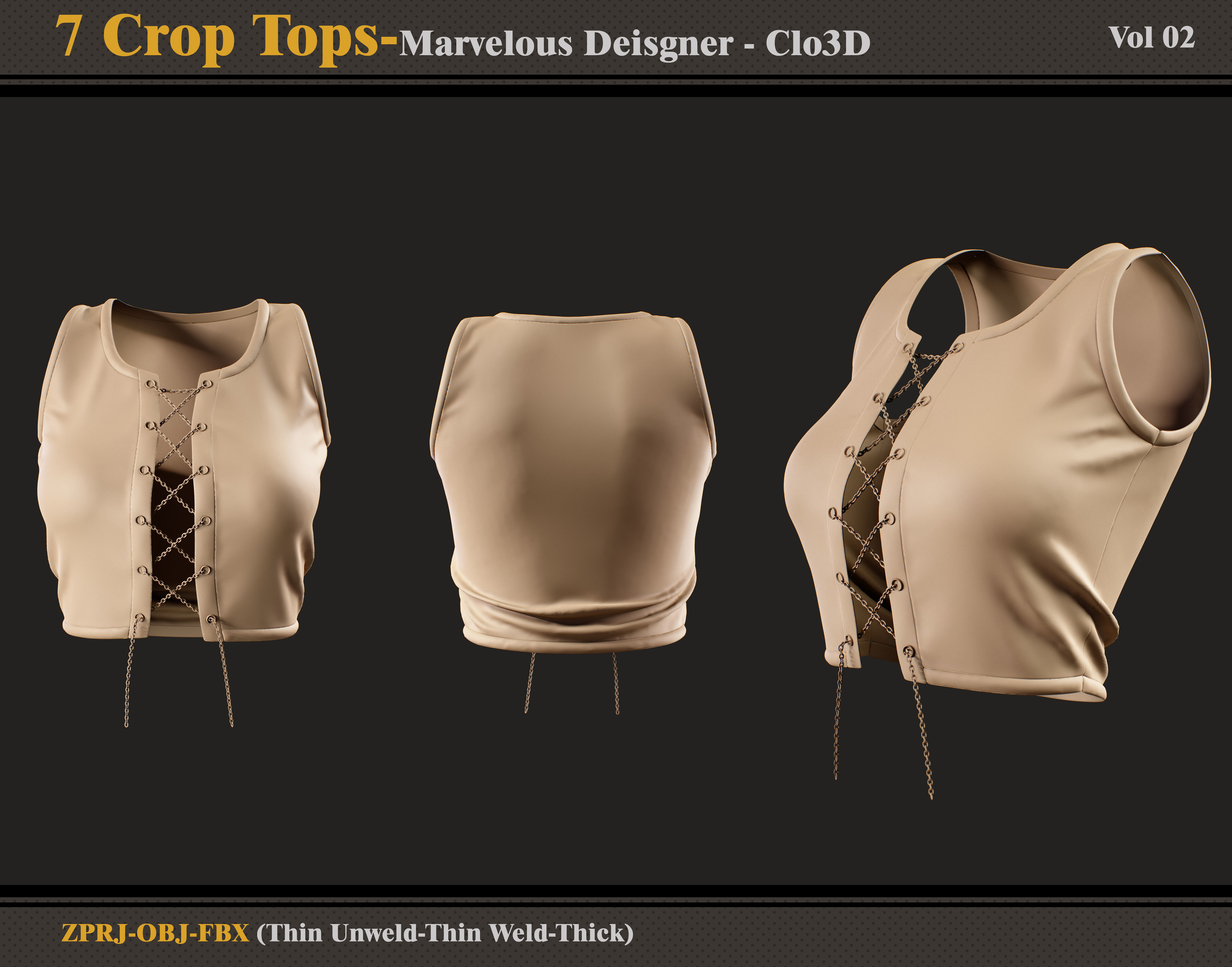 7 Crop Tops -MD-CLo3D -ZPRJ - FBX - OBJ 3D model | CGTrader