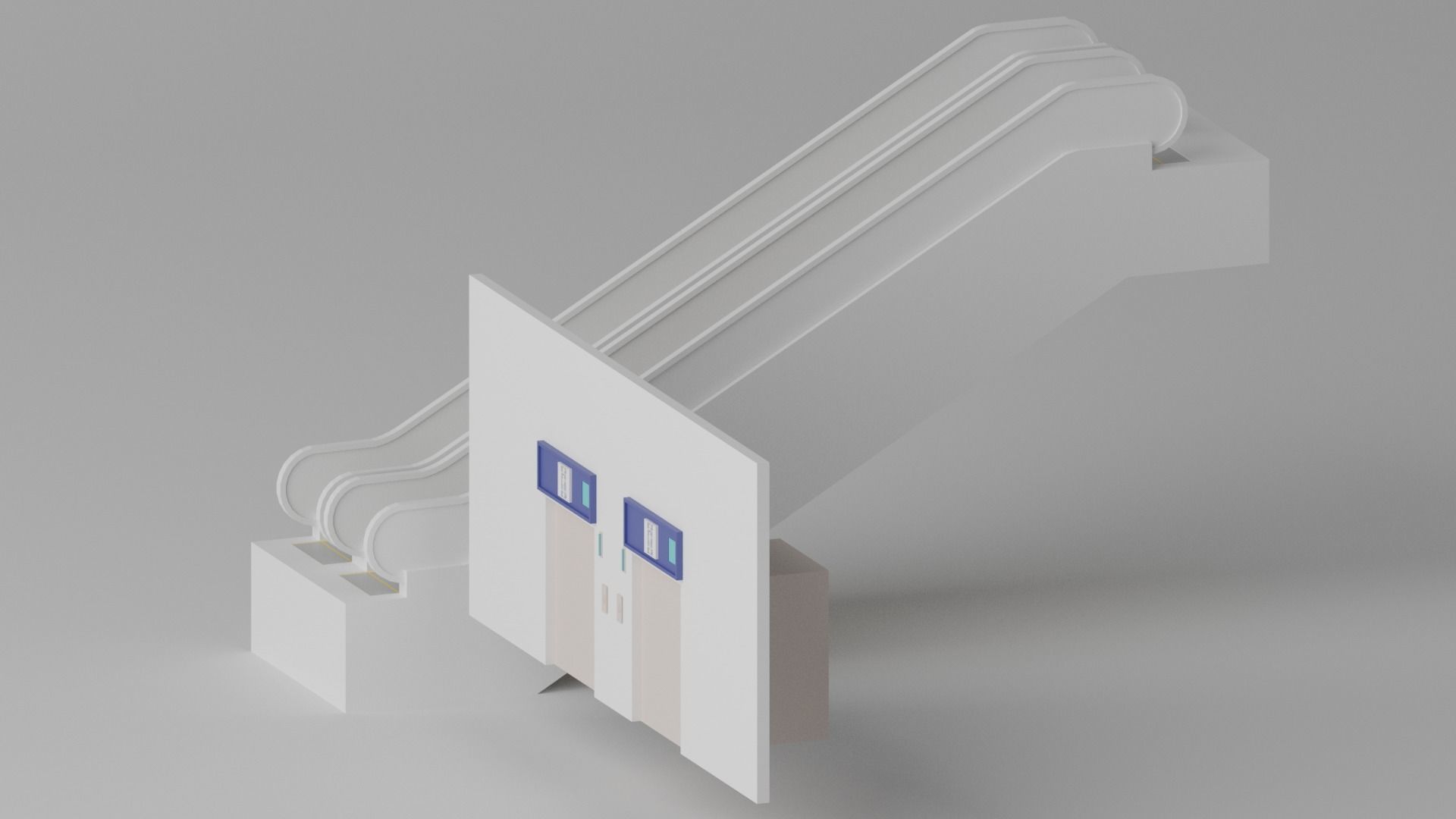 Cartoon LowPoly Escalator and Elevator 3D model | CGTrader