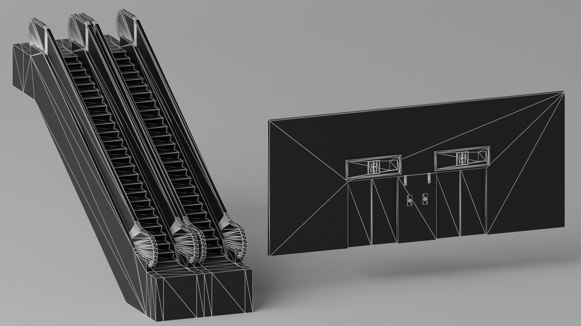 Cartoon LowPoly Escalator and Elevator 3D model | CGTrader