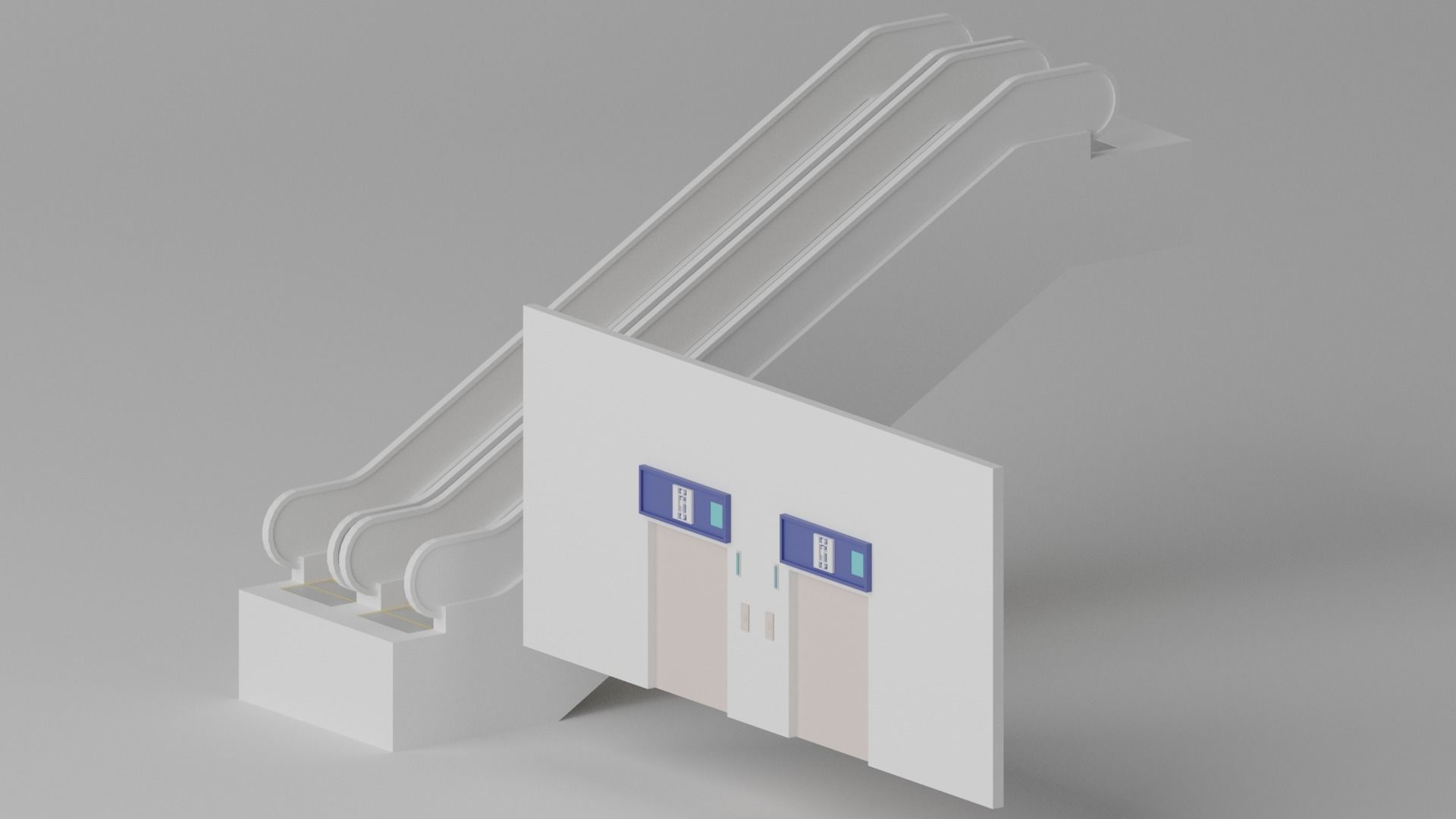 Cartoon LowPoly Escalator and Elevator 3D model | CGTrader