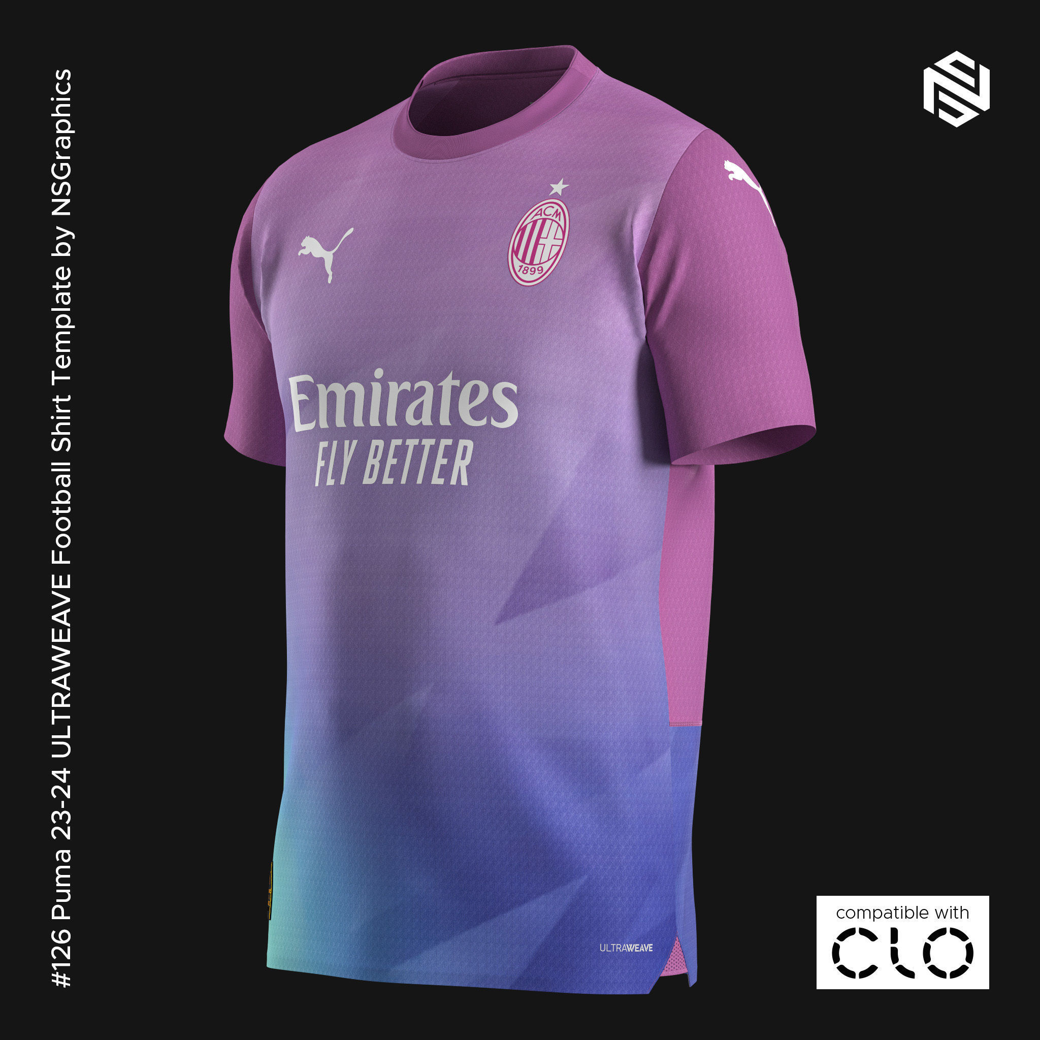 Puma 23-24 ULTRAWEAVE Football Shirt Template for CLO 3D 3D model ...