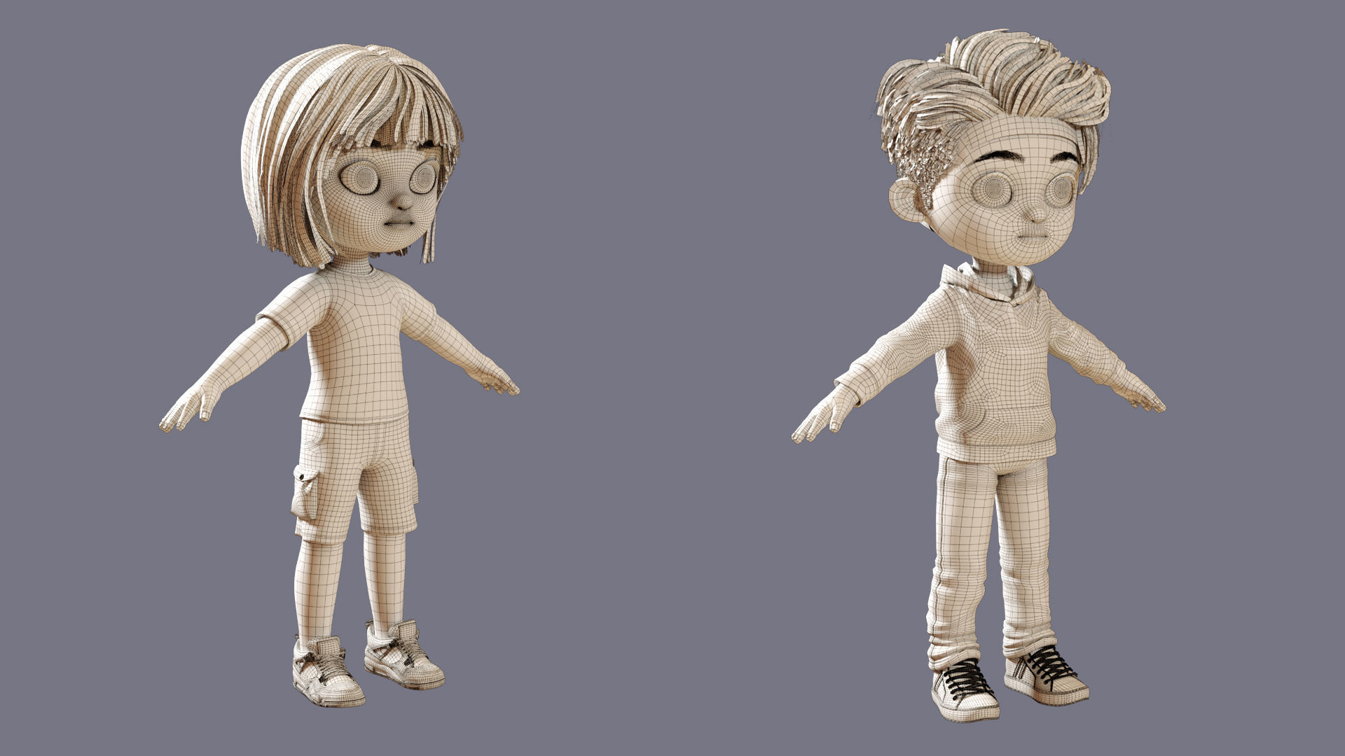 Toon Boy And Girl 3D model animated rigged | CGTrader