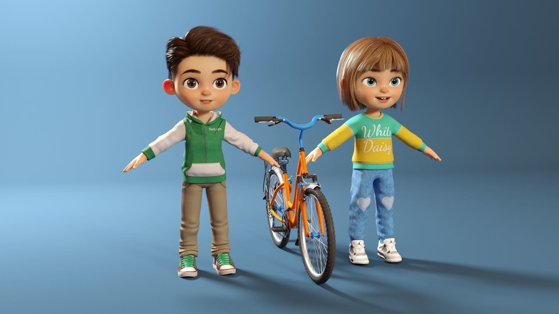 Toon Boy And Girl 3D model animated rigged | CGTrader