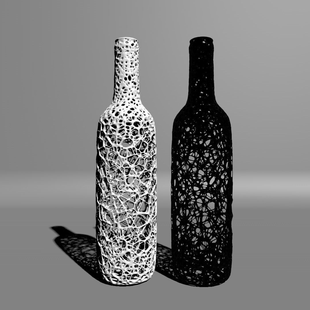 Voronoi Wine bottle 3D model 3D printable | CGTrader