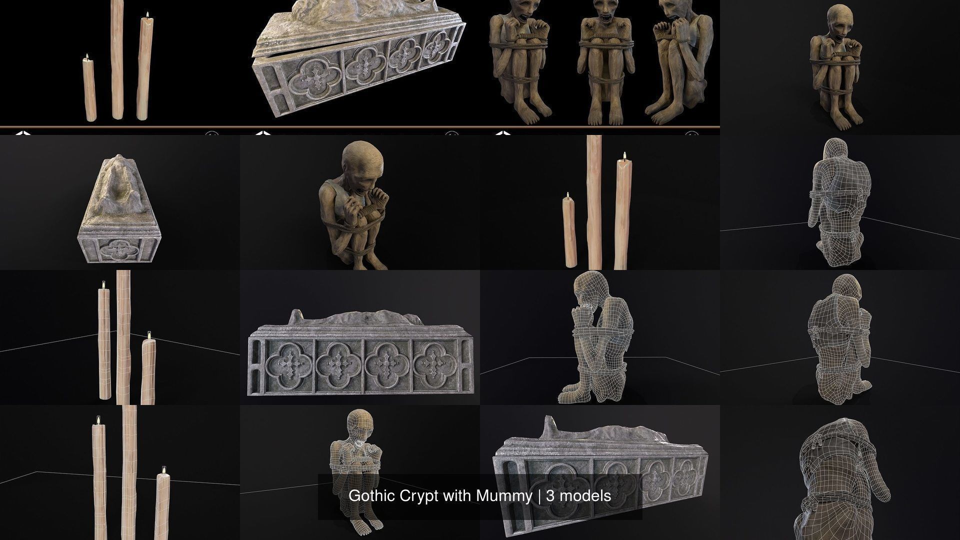 3D Model Collection Gothic Crypt with Mummy VR / AR / low-poly | CGTrader