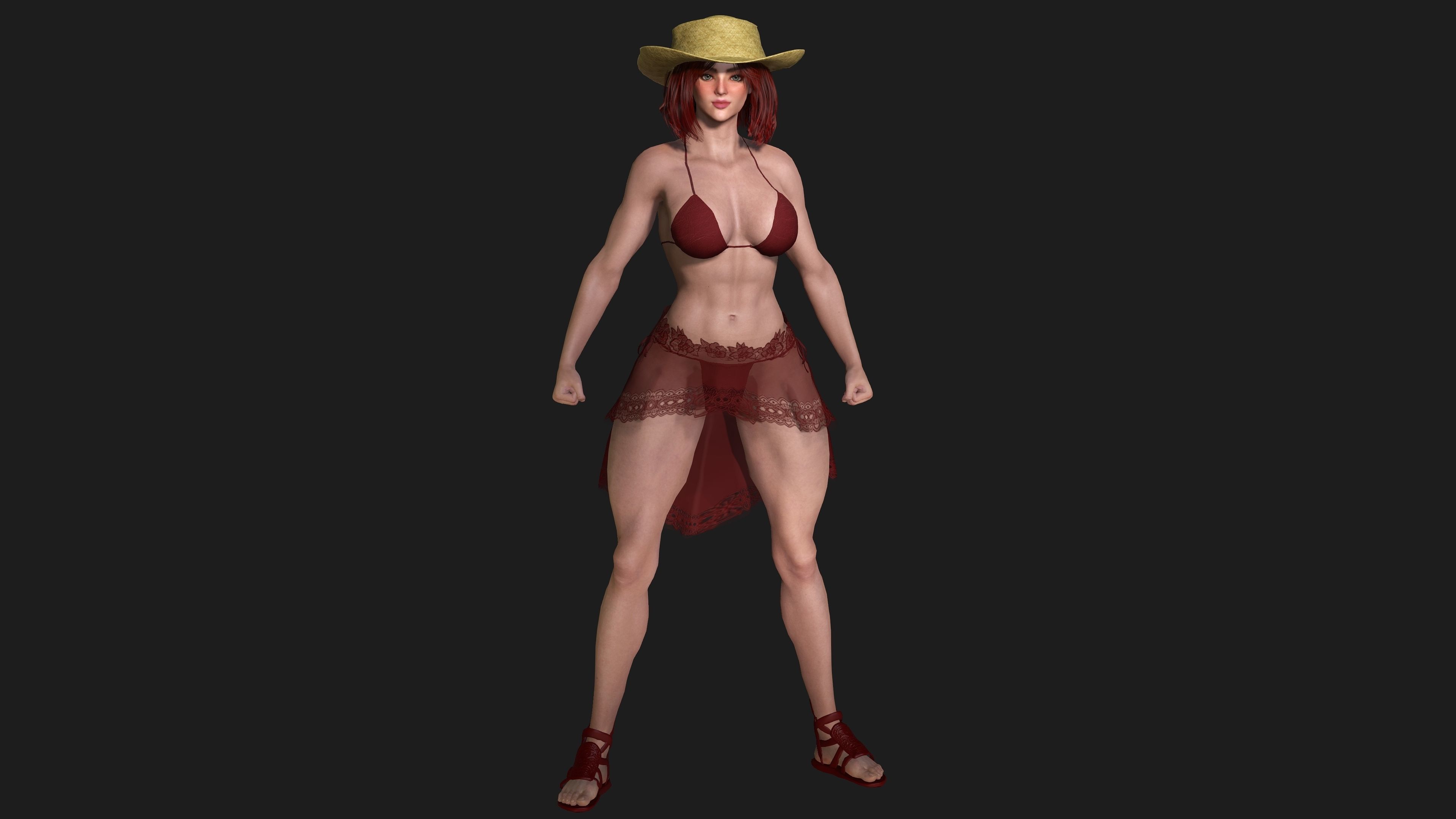 3d Model Aaa 3d Realistic Character Muscular Girl In Bikini Vr Ar Low Poly Cgtrader 
