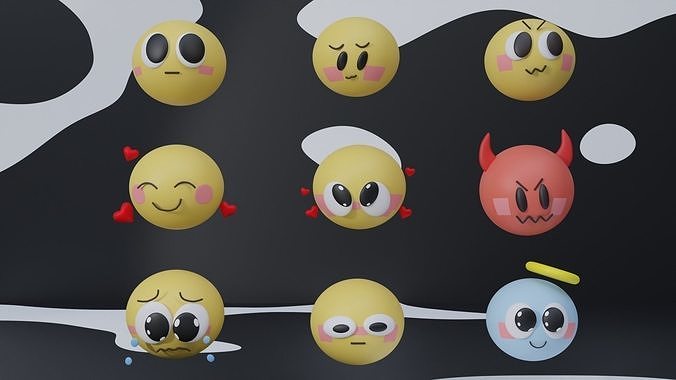 3D model Emoji Pack VR / AR / low-poly | CGTrader