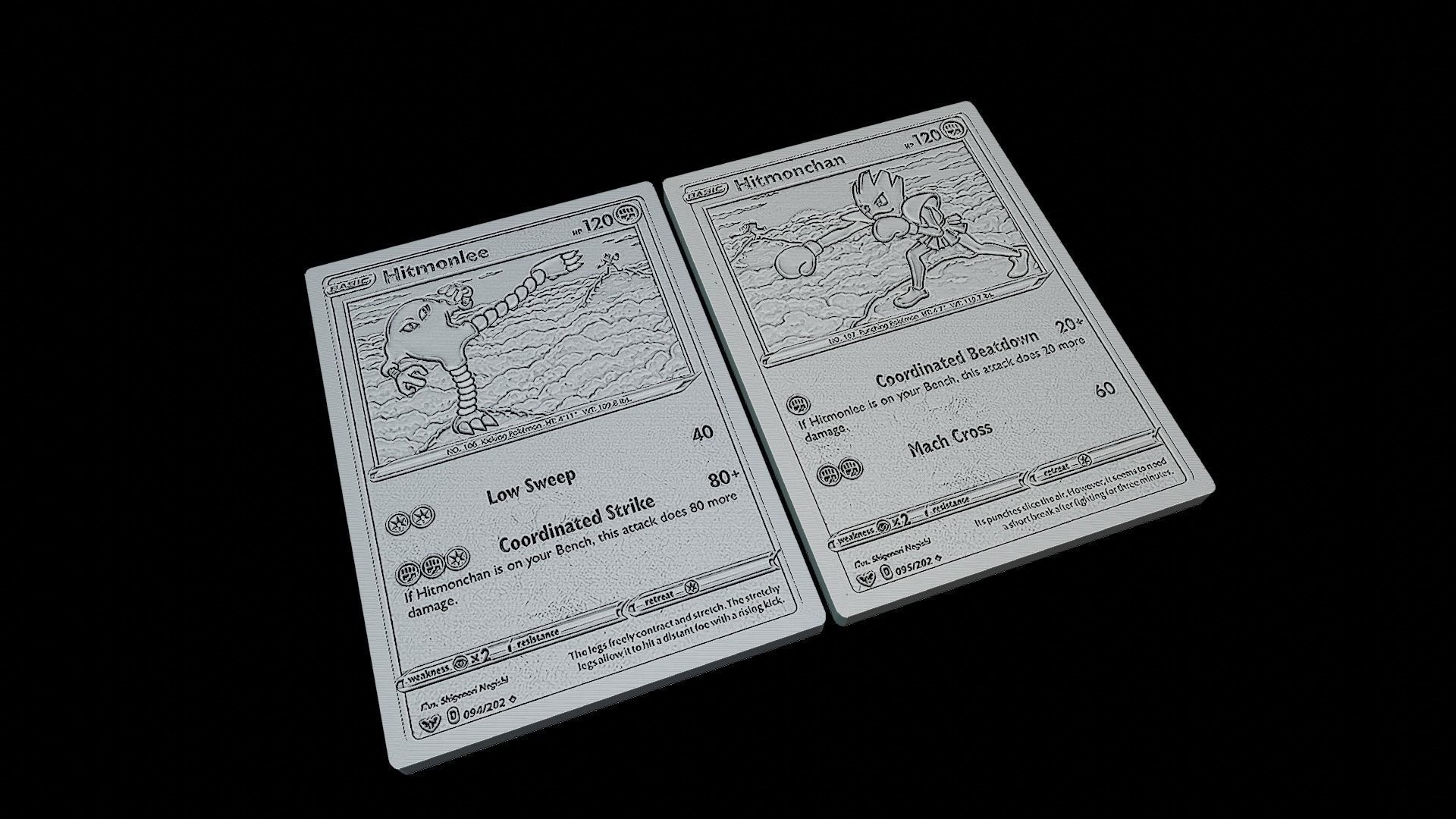 HITMONLEE AND HITMONCHAN - POKEMON CARD 3D model 3D printable | CGTrader