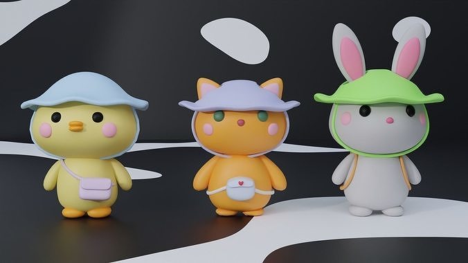 3D model Cute Animals VR / AR / low-poly | CGTrader