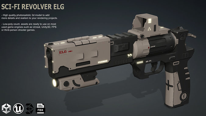 3D model SCI-FI REVOLVER ELG VR / AR / low-poly | CGTrader