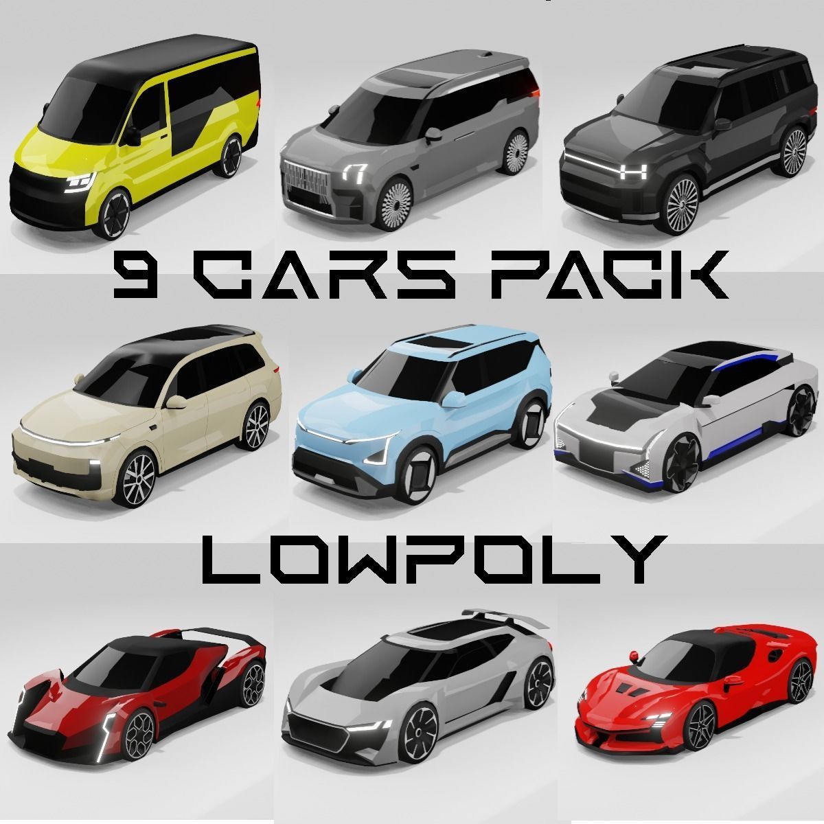 3D Model Collection Low-poly car pack VR / AR / low-poly | CGTrader