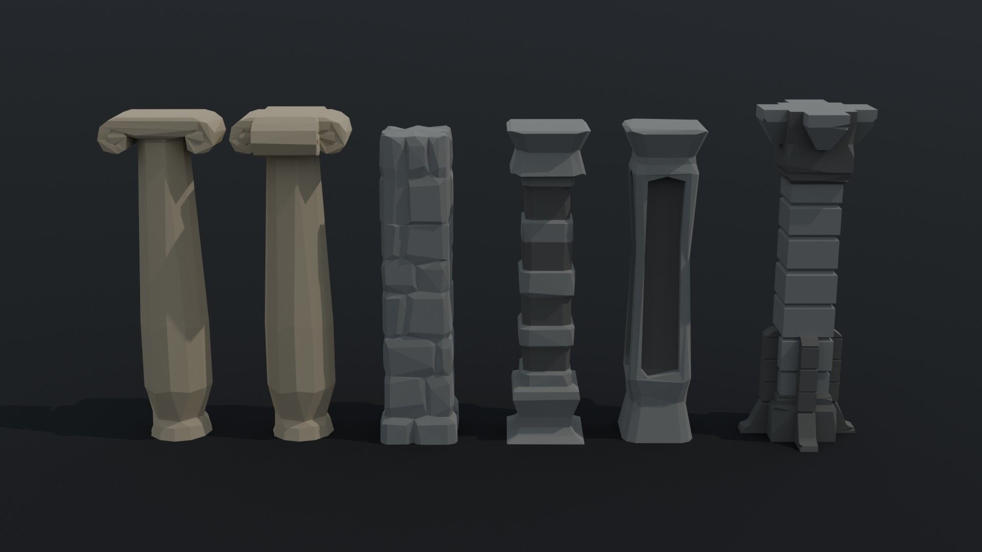 3D model Cartoon fantasy column Polygonal Style VR / AR / low-poly ...