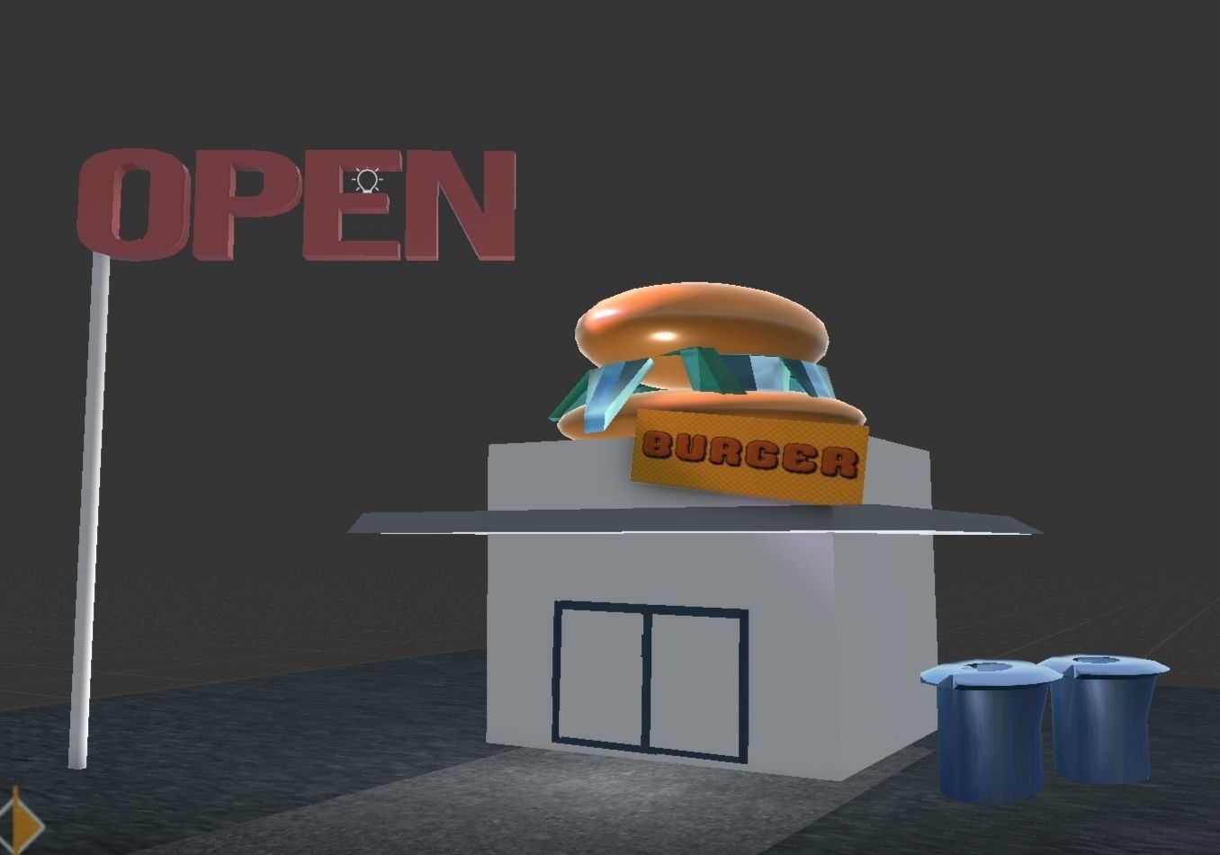 3D model 3D BURGER OUTLET WITH BEAUTIFUL ROAD SIDE VR / AR / low-poly ...