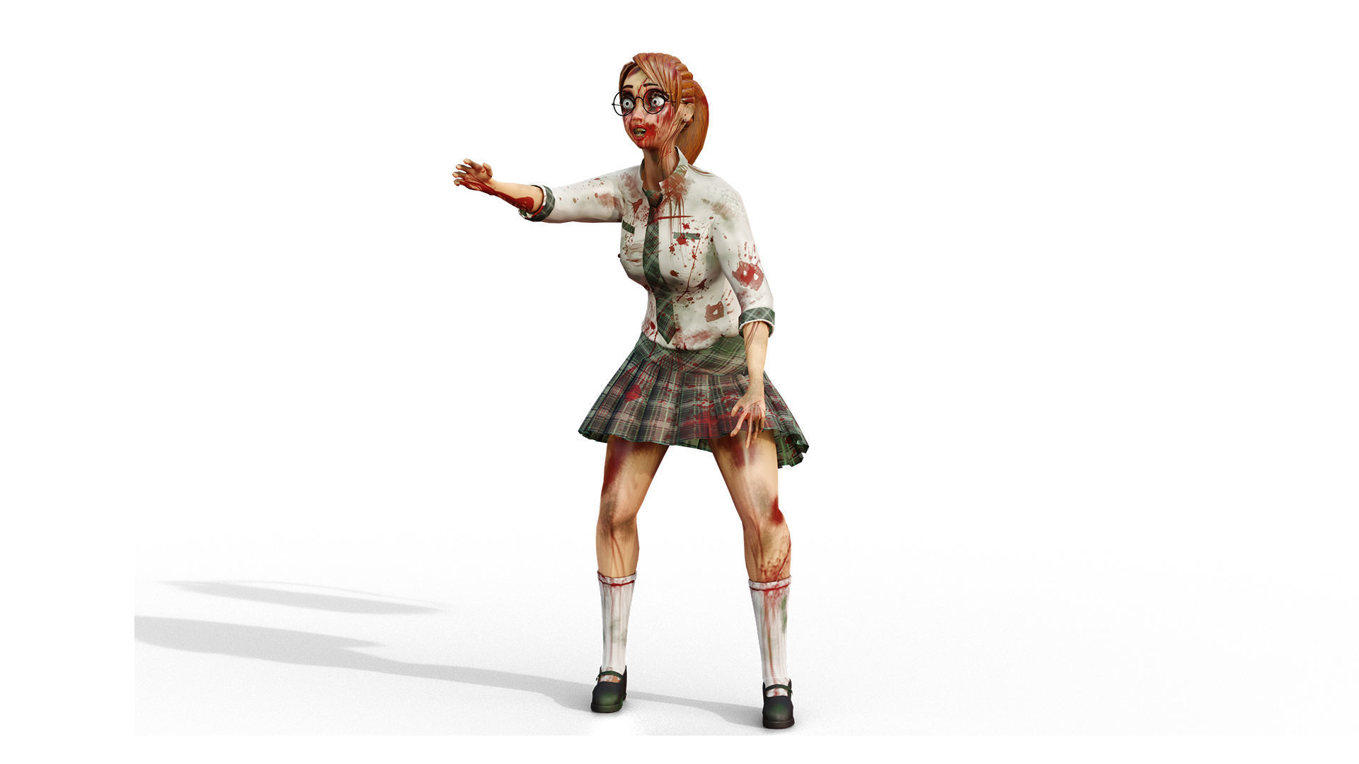 3D model Cartoon School Girl Zombie Rigged and Animation Blender Unity ...