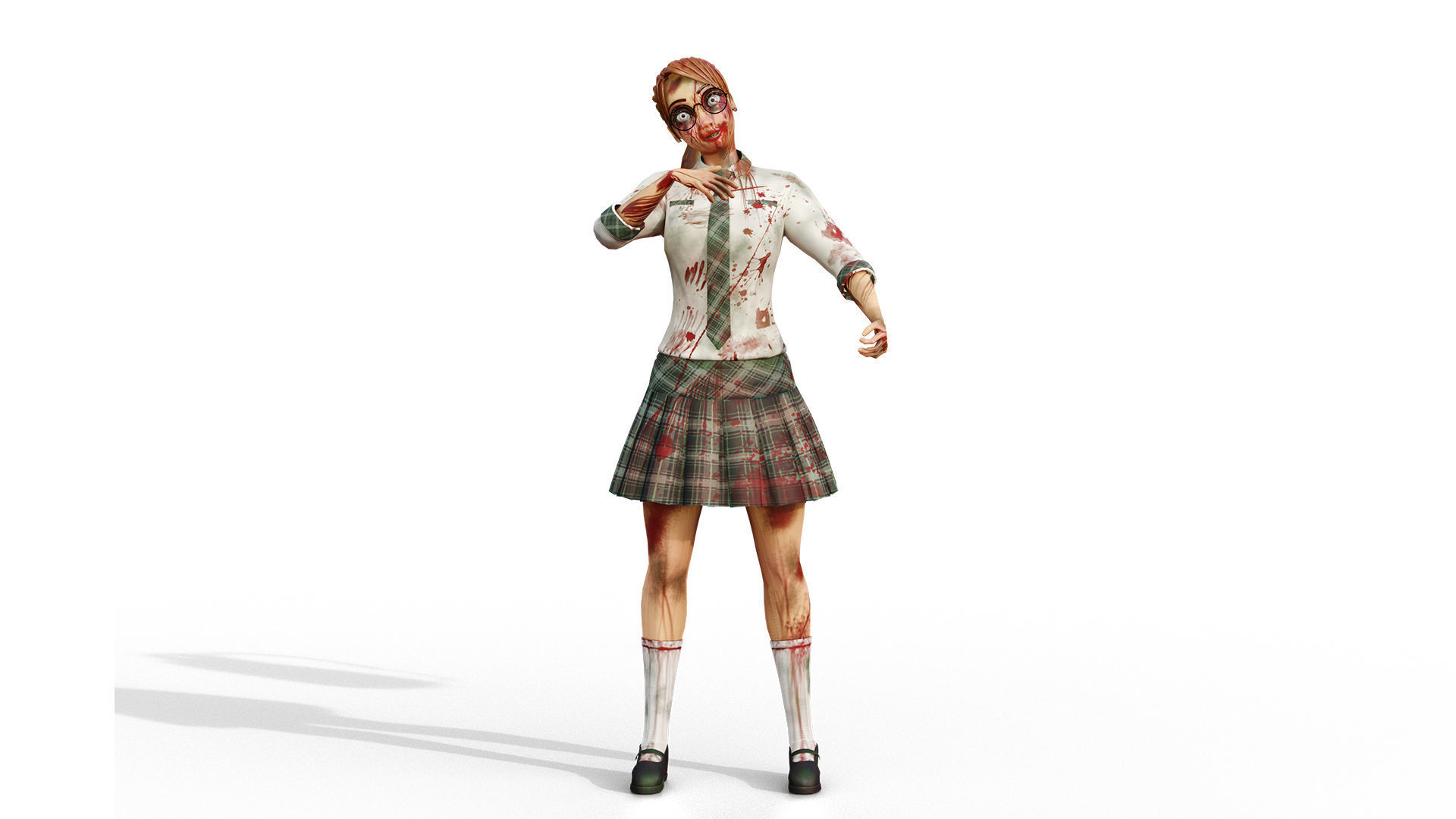 3D model Cartoon School Girl Zombie Rigged and Animation Blender Unity ...