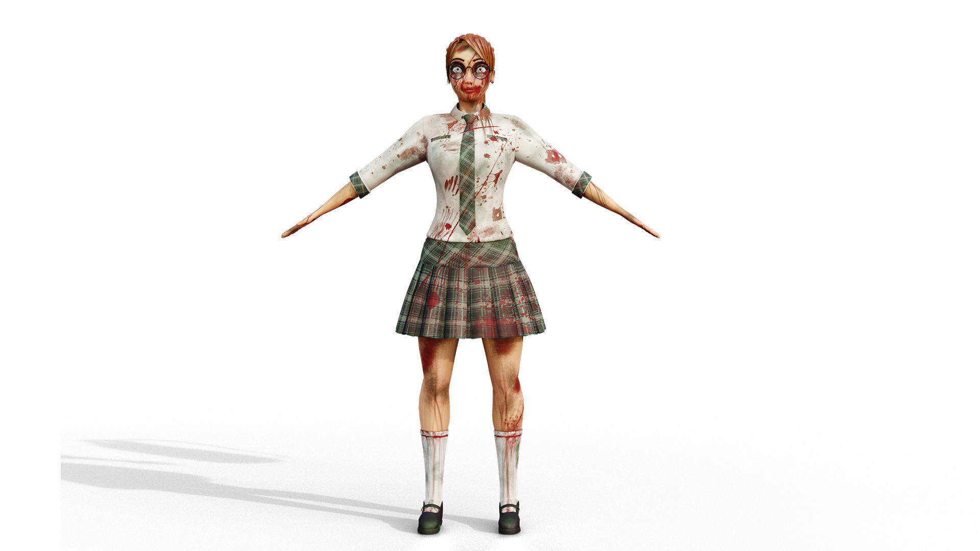 3D model Cartoon School Girl Zombie Rigged and Animation Blender Unity ...