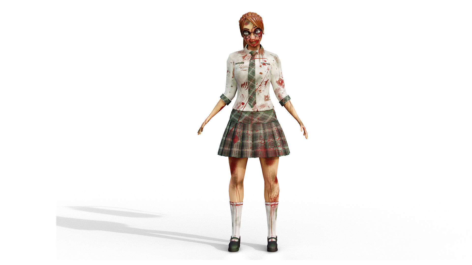 3D model Cartoon School Girl Zombie Rigged and Animation Blender Unity ...