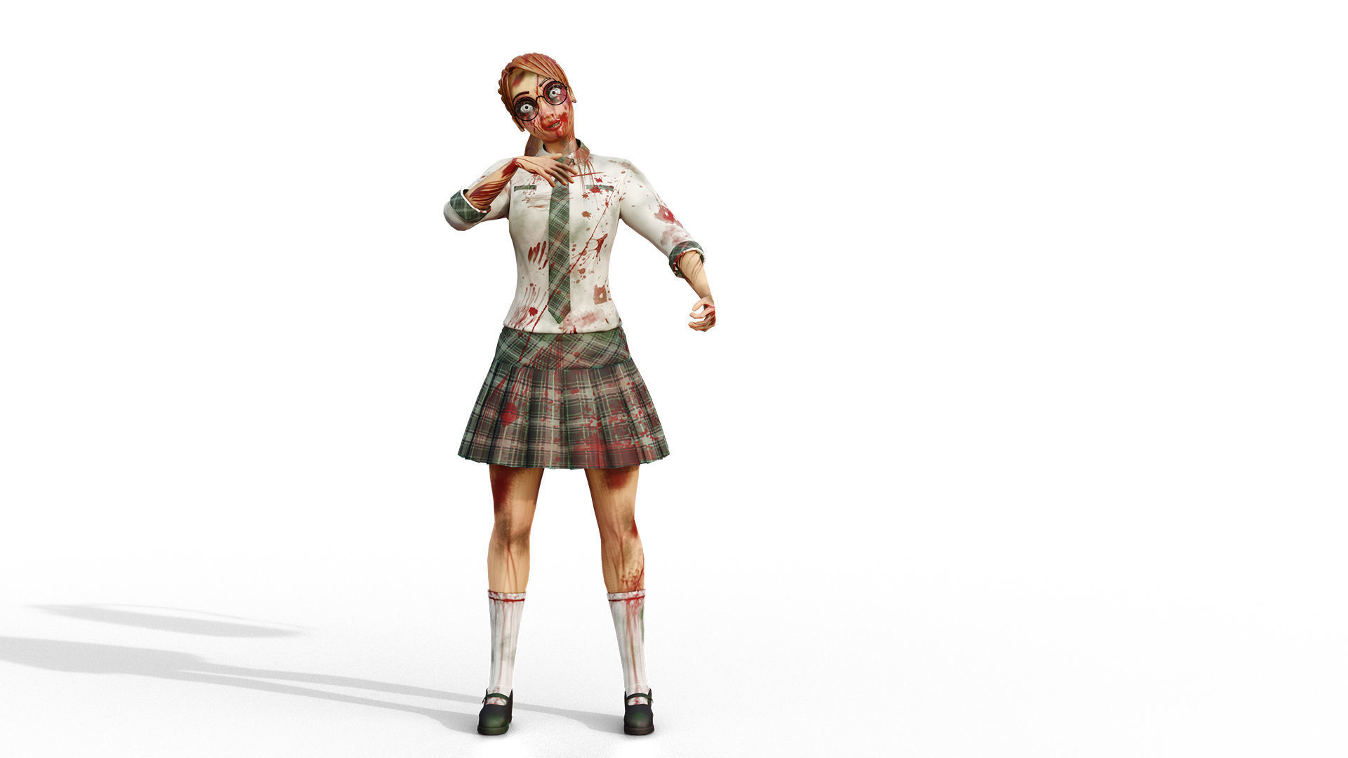 3D model Cartoon School Girl Zombie Rigged and Animation Blender Unity ...