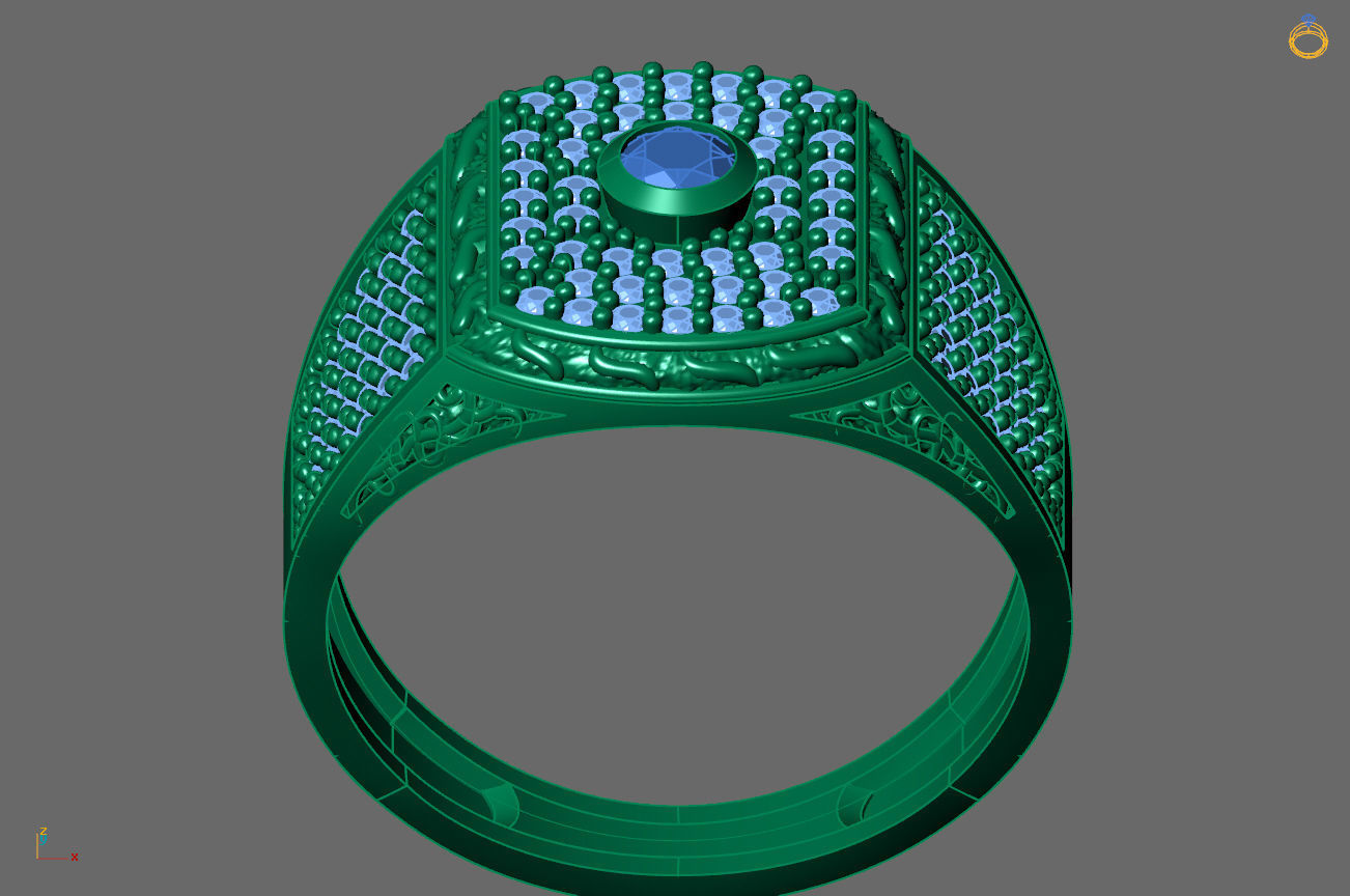 Gents Rings Diamond Men Ring STL 3DM 3D ready print model 3D model 3D ...