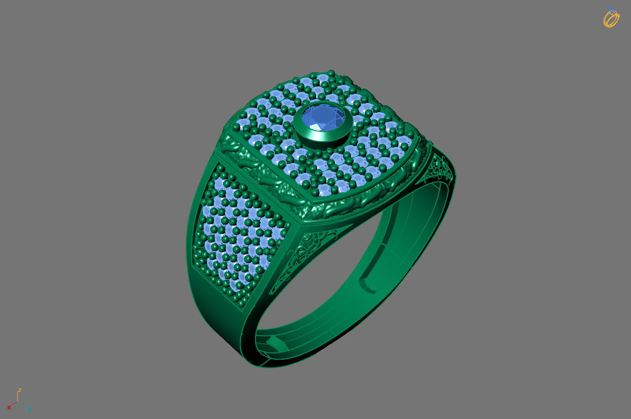 Gents Rings Diamond Men Ring STL 3DM 3D ready print model 3D model 3D ...