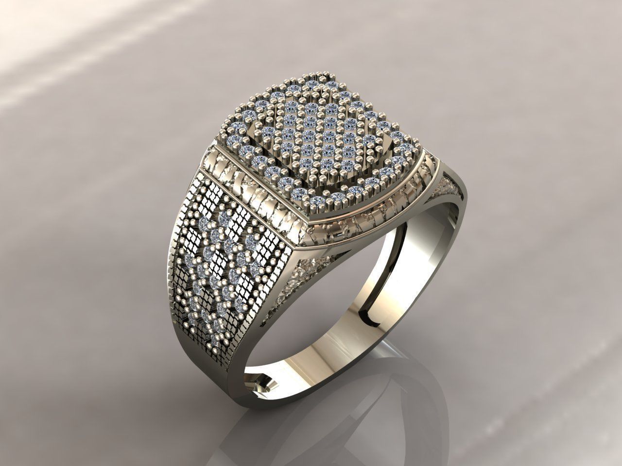 Gents Rings Diamond Men Ring STL 3DM 3D ready print model 3D model 3D ...