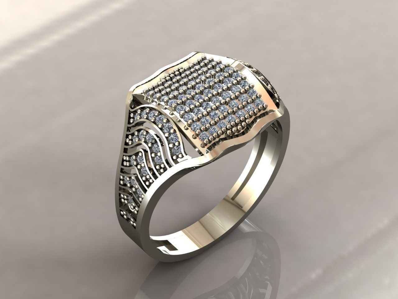 Gents Rings Diamond Men Ring STL 3DM 3D ready print model 3D model 3D ...