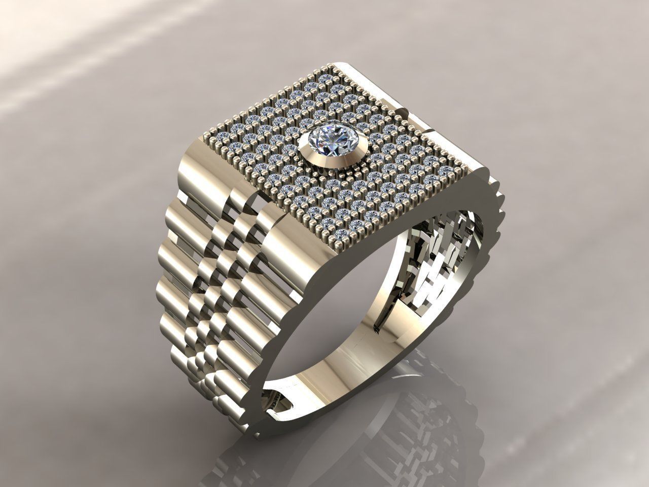 Gents Rings Diamond Men Ring STL 3DM 3D ready print model 3D model 3D ...