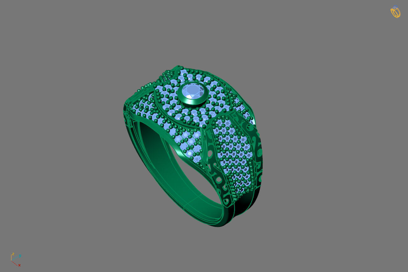 Gents Rings Diamond Men Ring STL 3DM 3D ready print model 3D model 3D ...