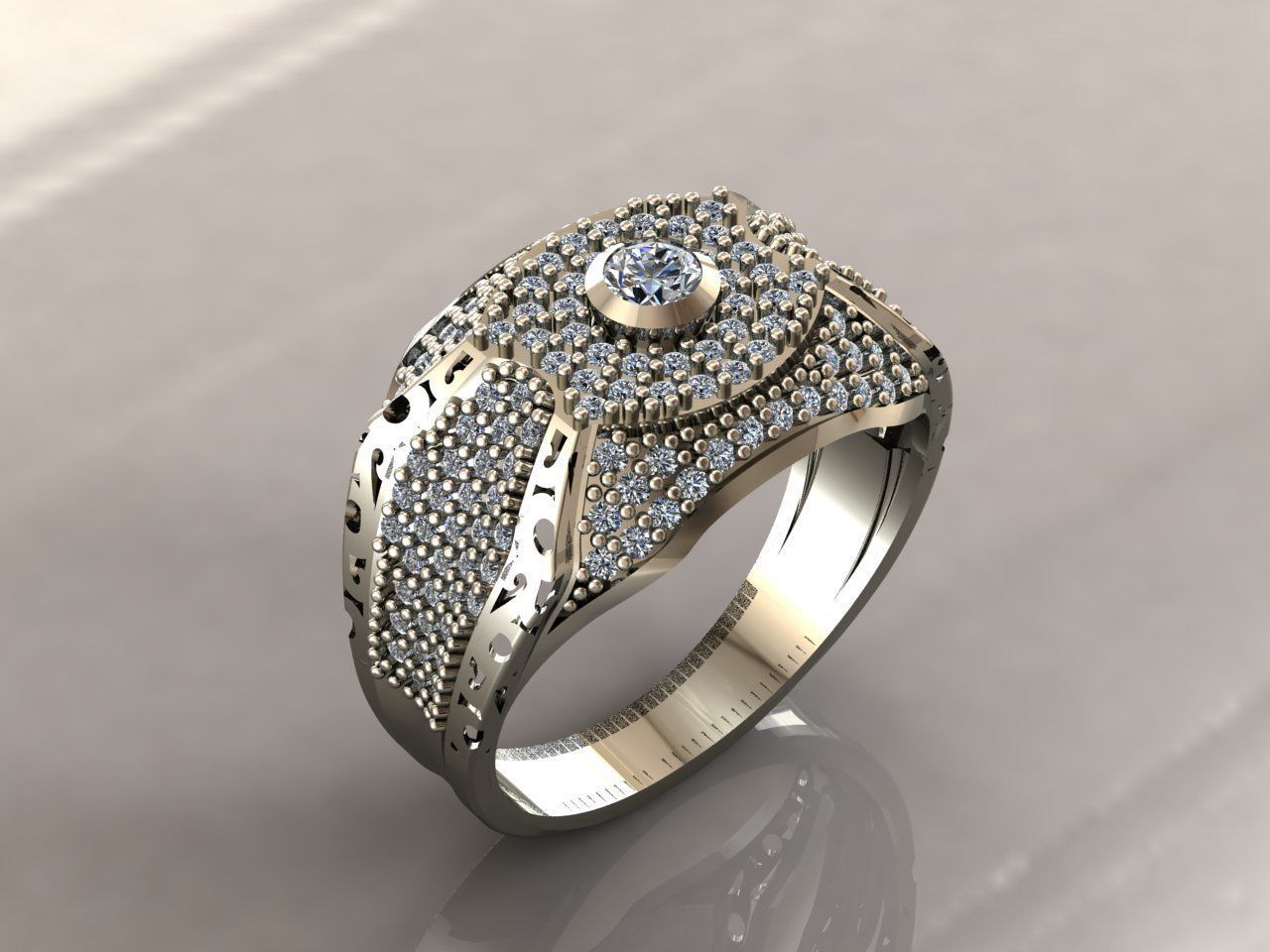 Gents Rings Diamond Men Ring STL 3DM 3D ready print model 3D model 3D ...