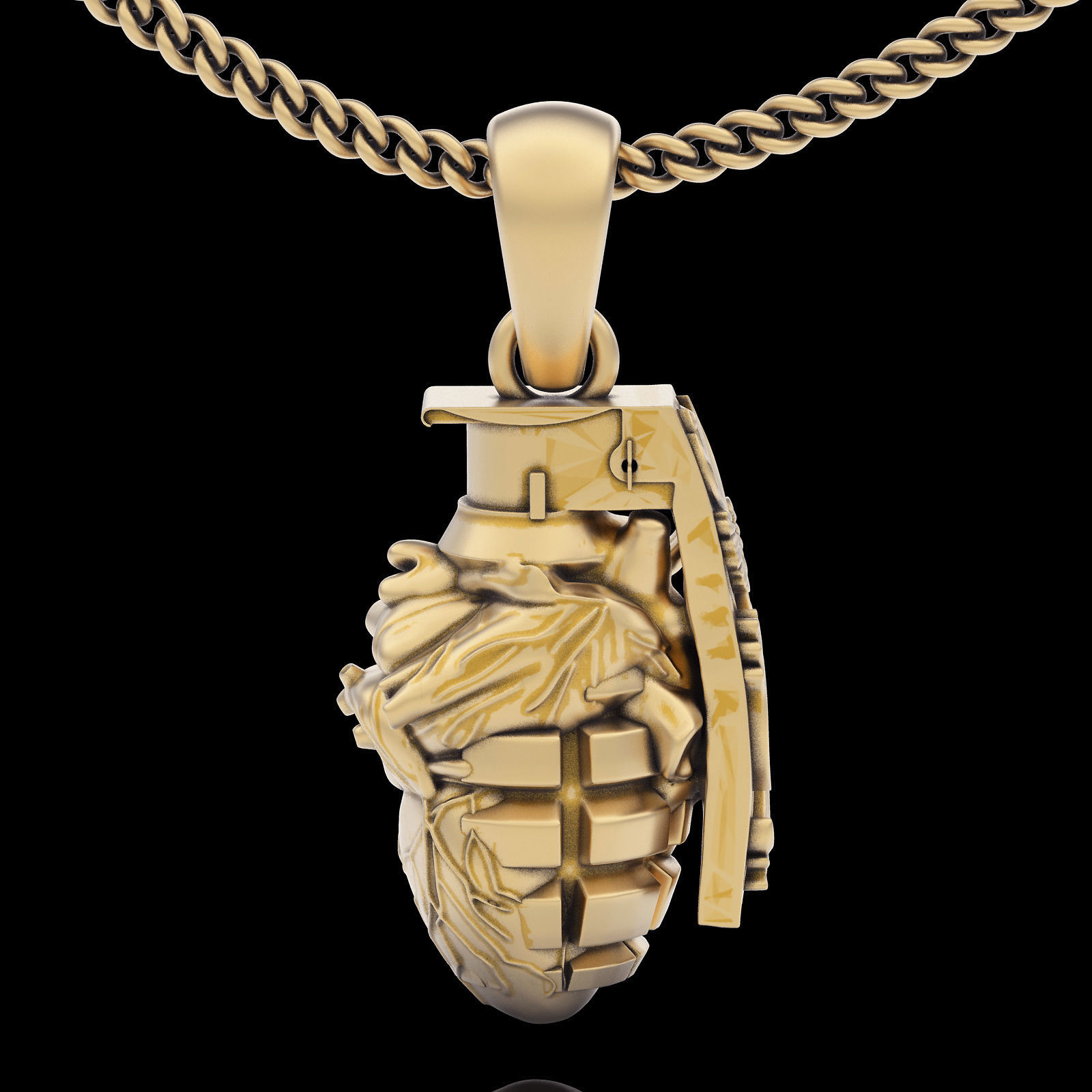 Grenade heart pendant silver gold printable jewelry 3D model 3D model ...