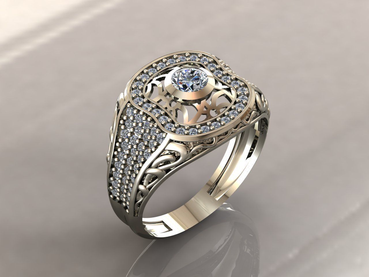 Gents Rings Diamond Men Ring STL 3DM 3D ready print model 3D model 3D ...