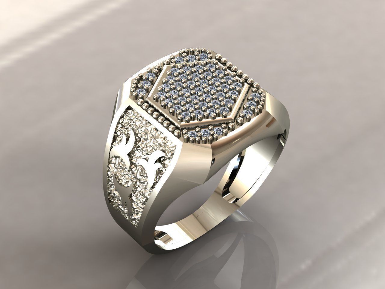 Gents Rings Diamond Men Ring STL 3DM 3D ready print model 3D model 3D ...