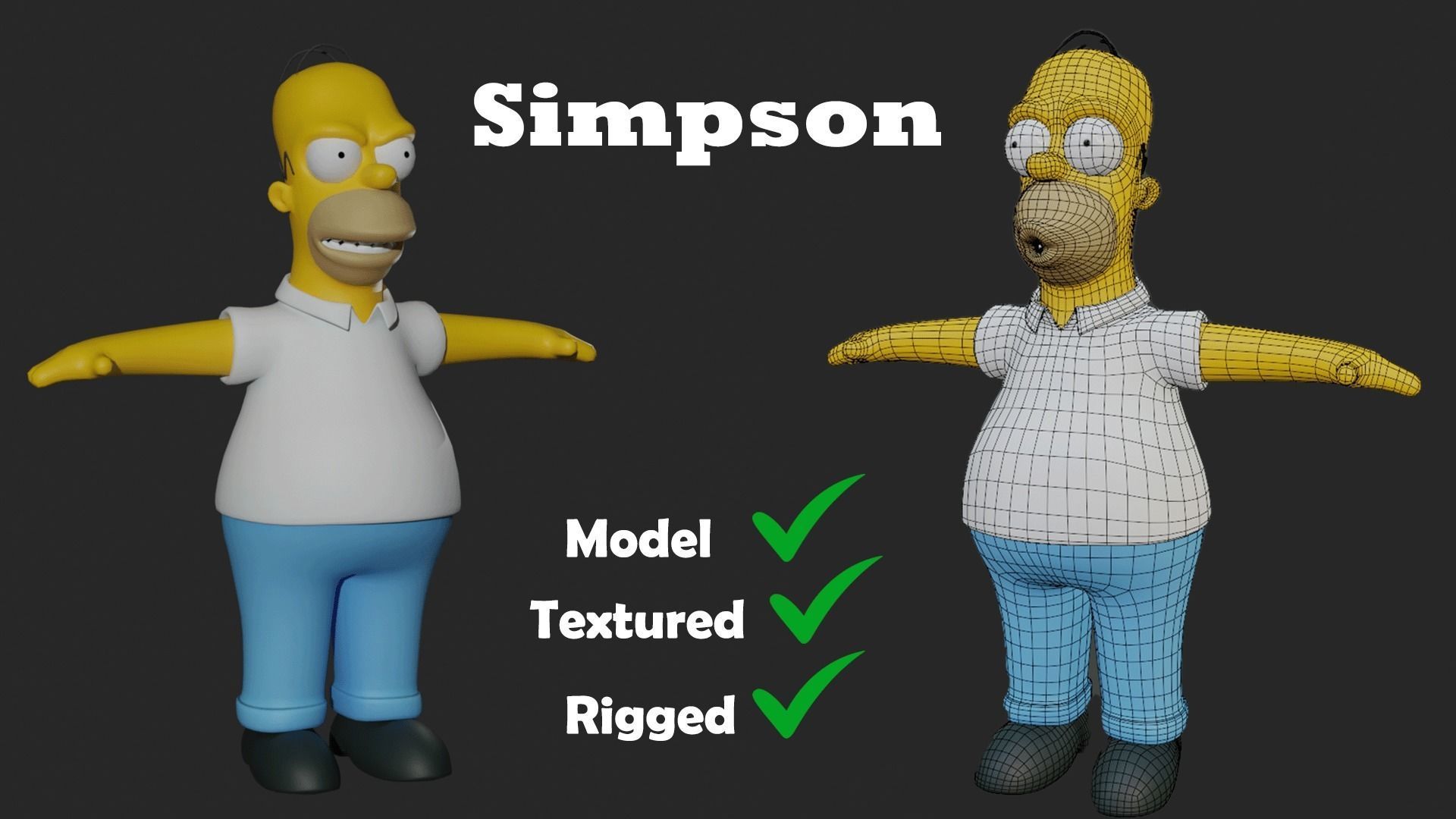 3D model Simpson Homer - 3D model PBR rigged VR / AR / low-poly | CGTrader