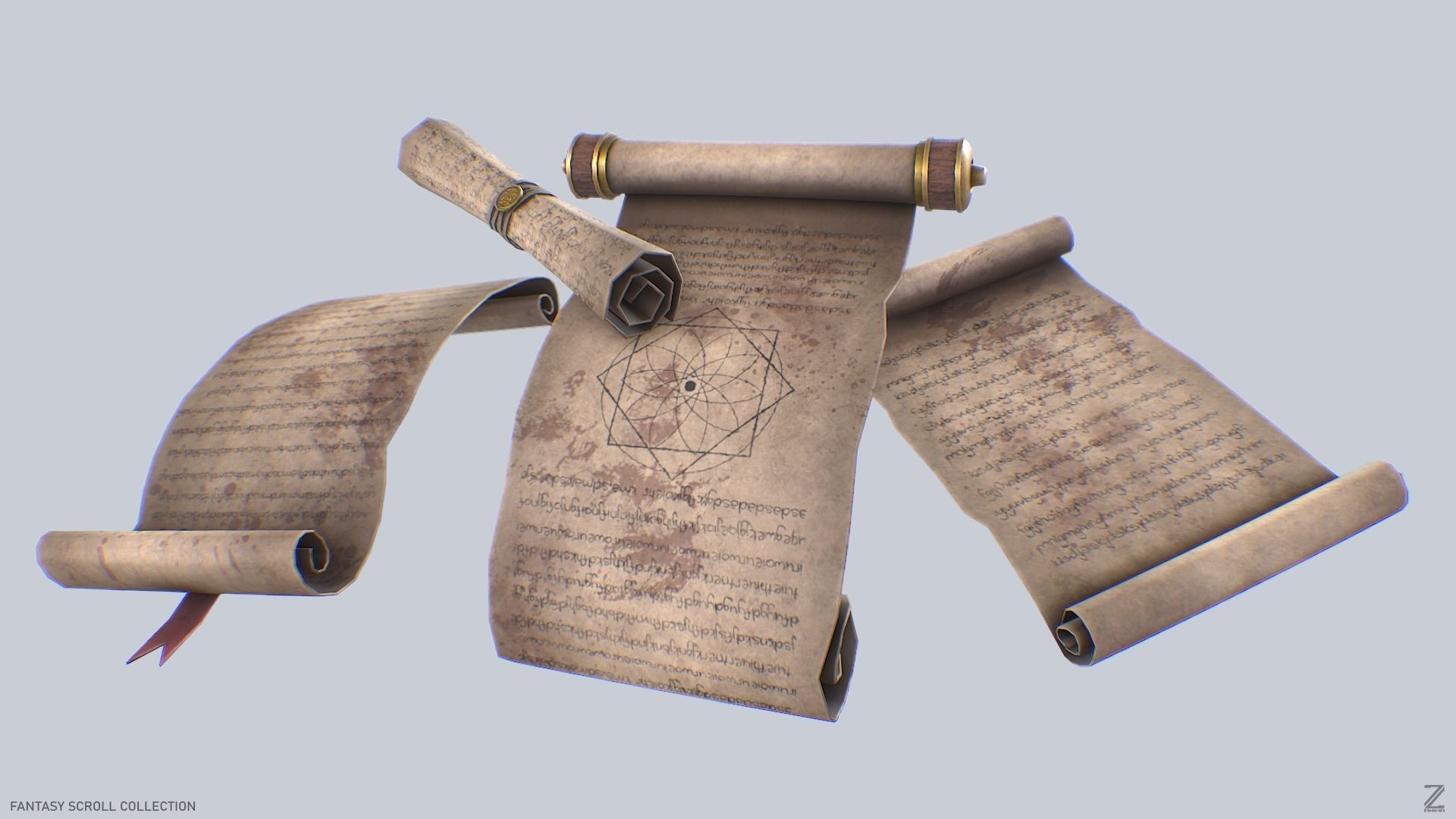 Fantasy scroll collection VR / AR / low-poly | CGTrader