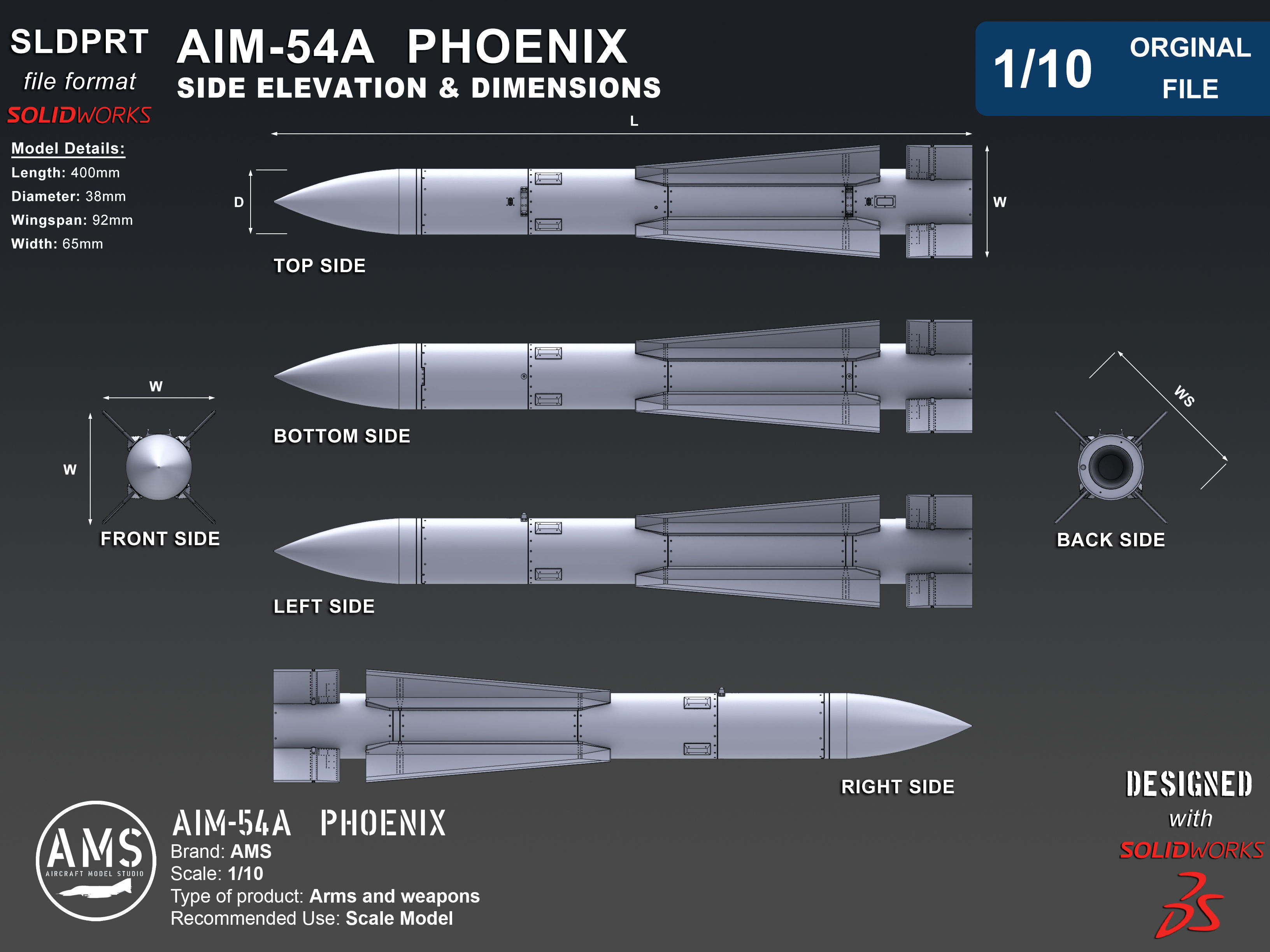 AIM-54A Phoenix - Orginal File 3D model | CGTrader