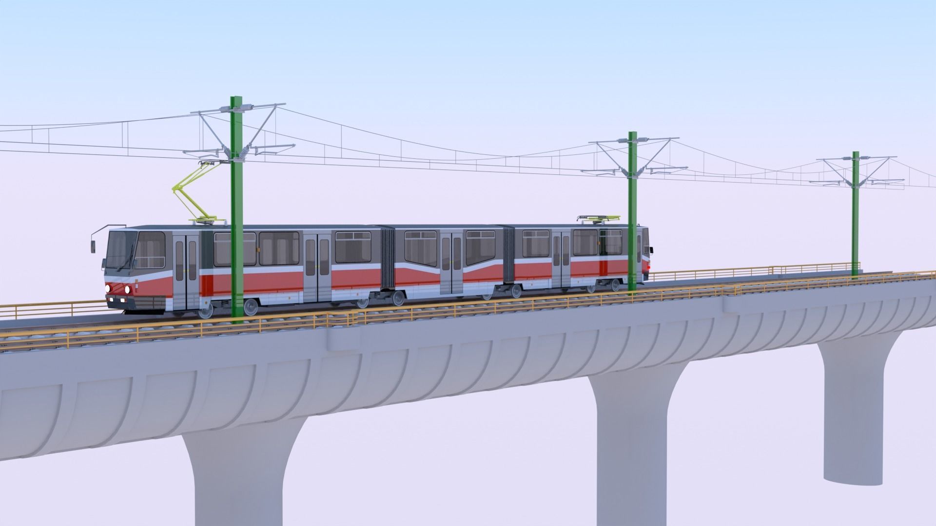 Bridge with KT8D5 tram II 3D model | CGTrader