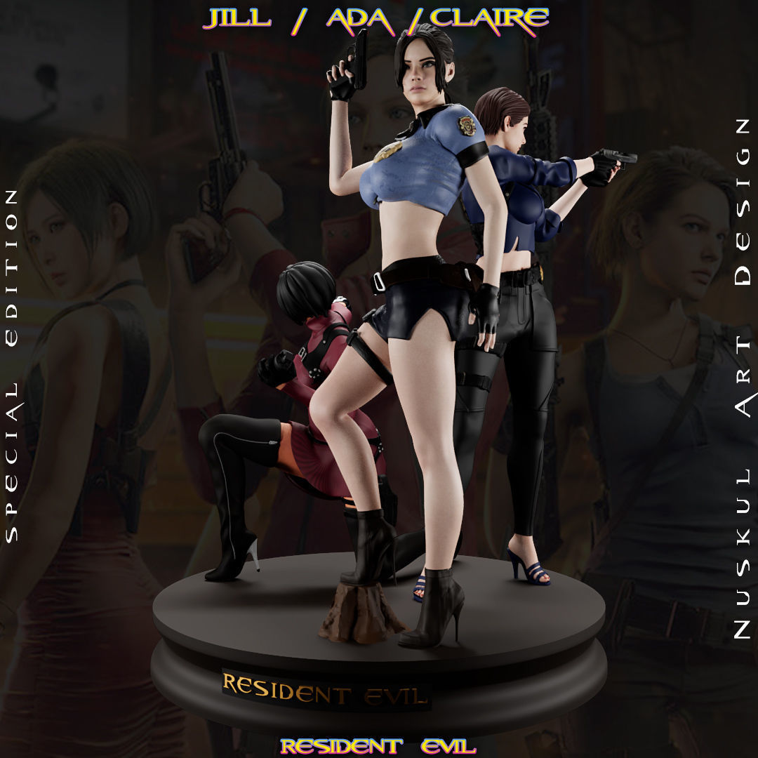 Ada Wong - Claire Redfield - Jill Valentine Resident Evil 3D model 3D printable | CGTrader