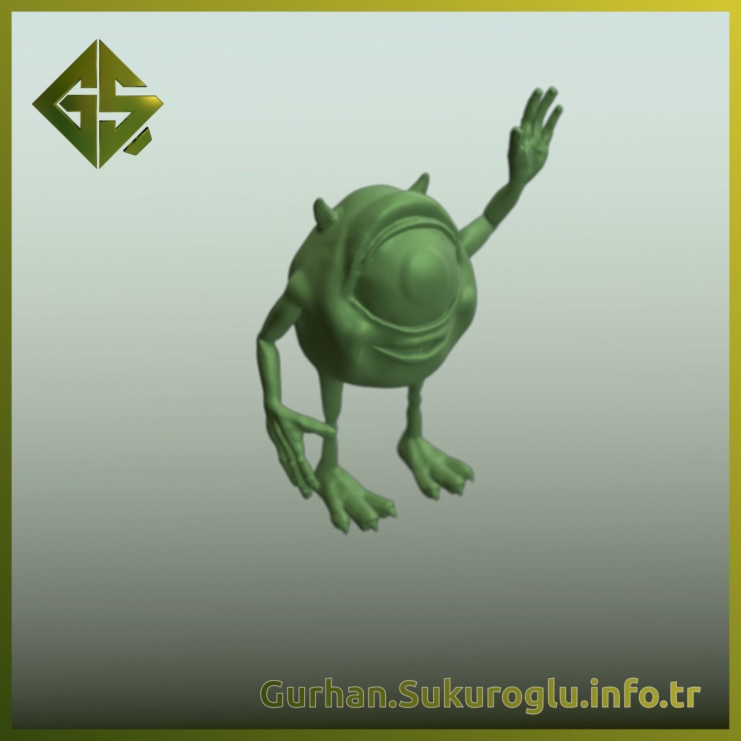 Mike Wazowski Cute Monster 3D model 3D printable rigged | CGTrader