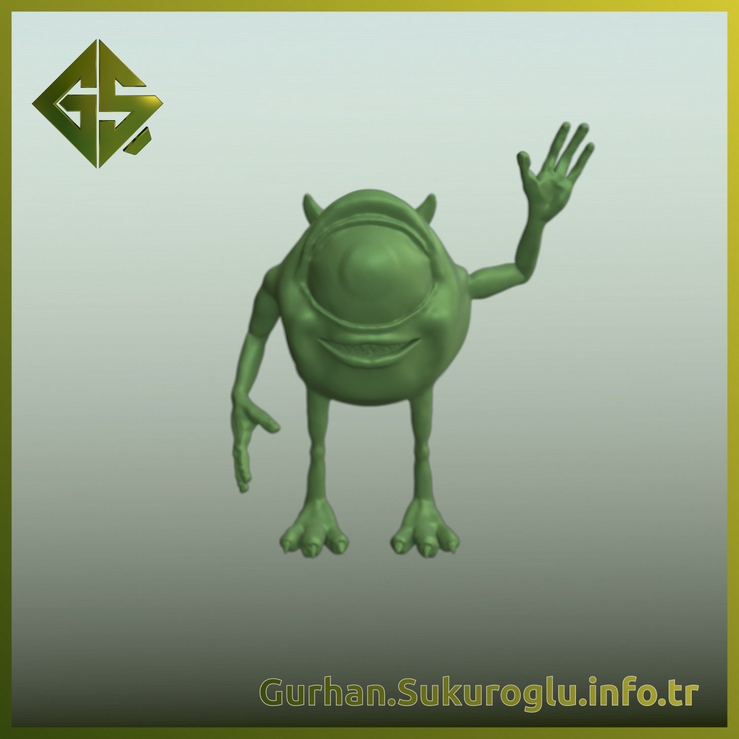 Mike Wazowski Cute Monster 3D model 3D printable rigged | CGTrader