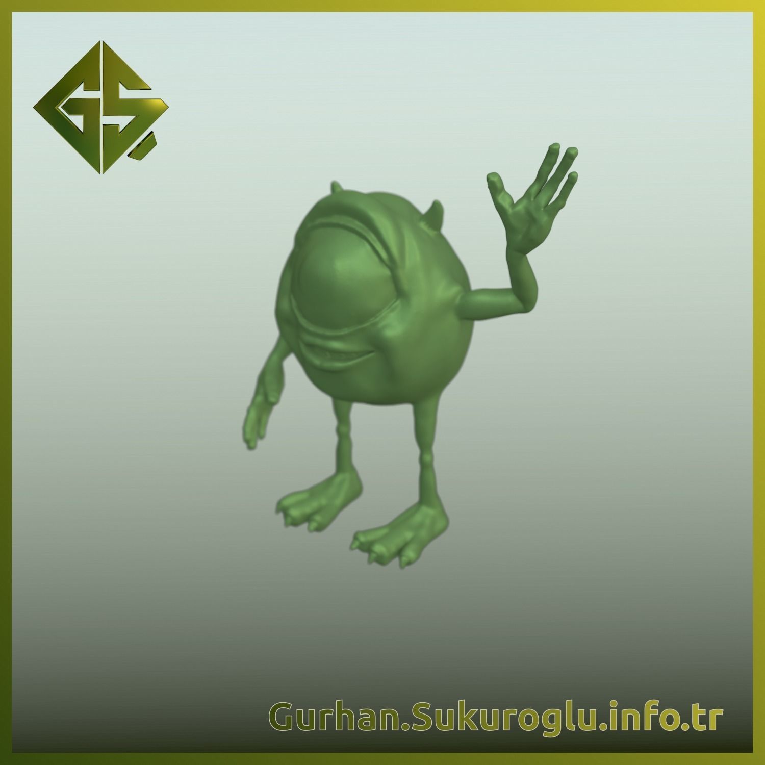 Mike Wazowski Cute Monster 3D model 3D printable rigged | CGTrader