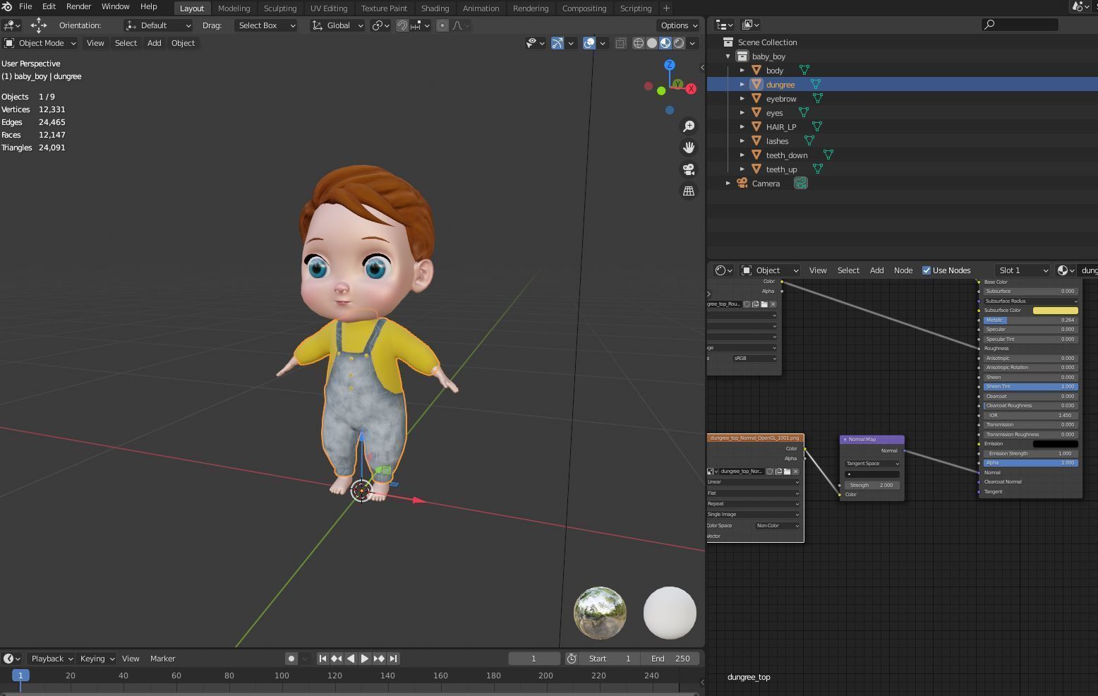 3D model Cute Baby Boy character Animated in Blender with Unity VR / AR ...