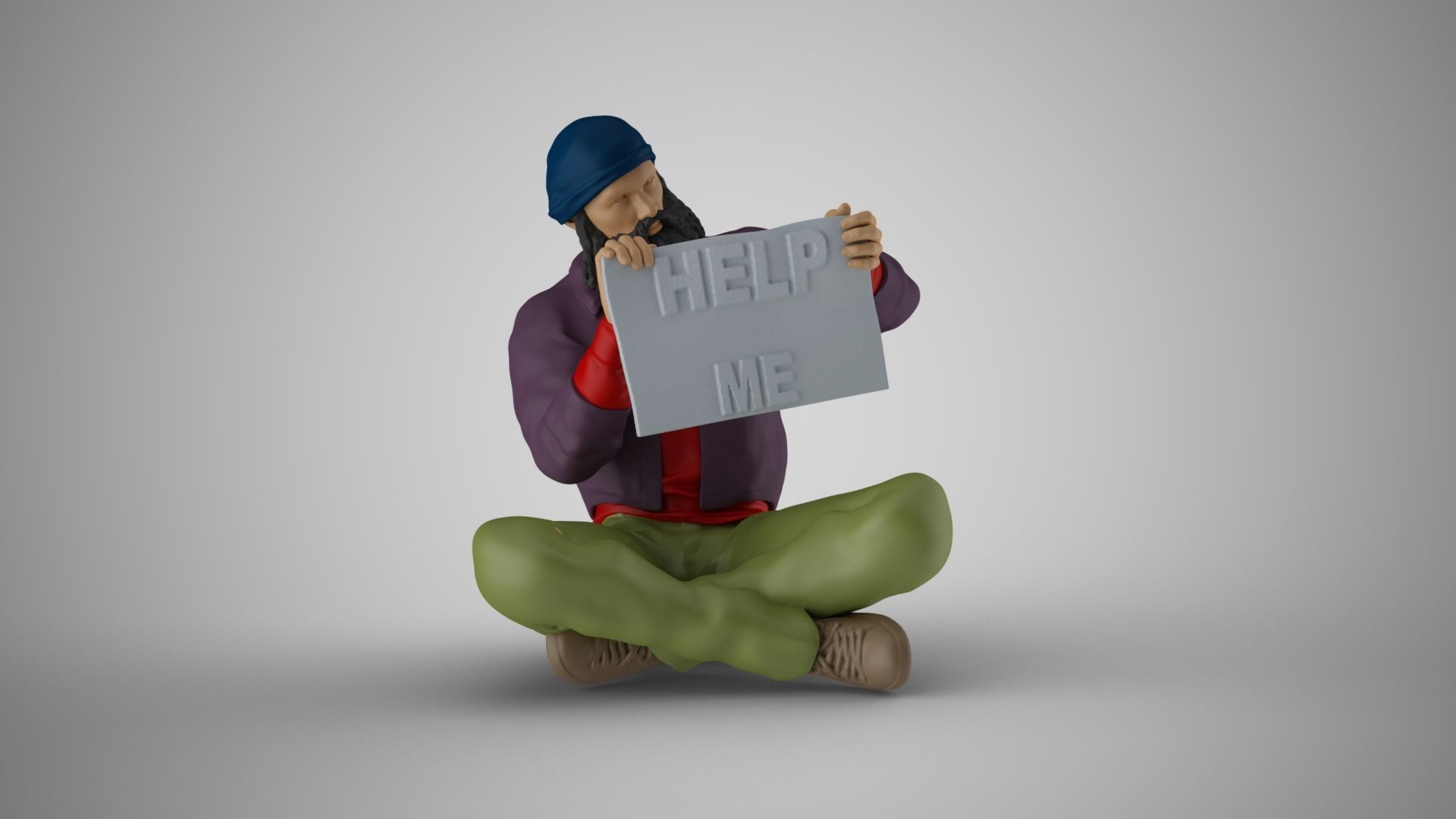 Homeless Man 2 3D model 3D printable | CGTrader
