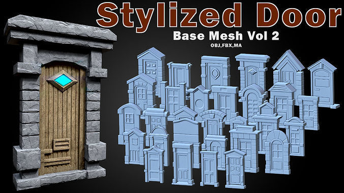 3D model Stylized Door Base Mesh Vol 2 VR / AR / low-poly | CGTrader