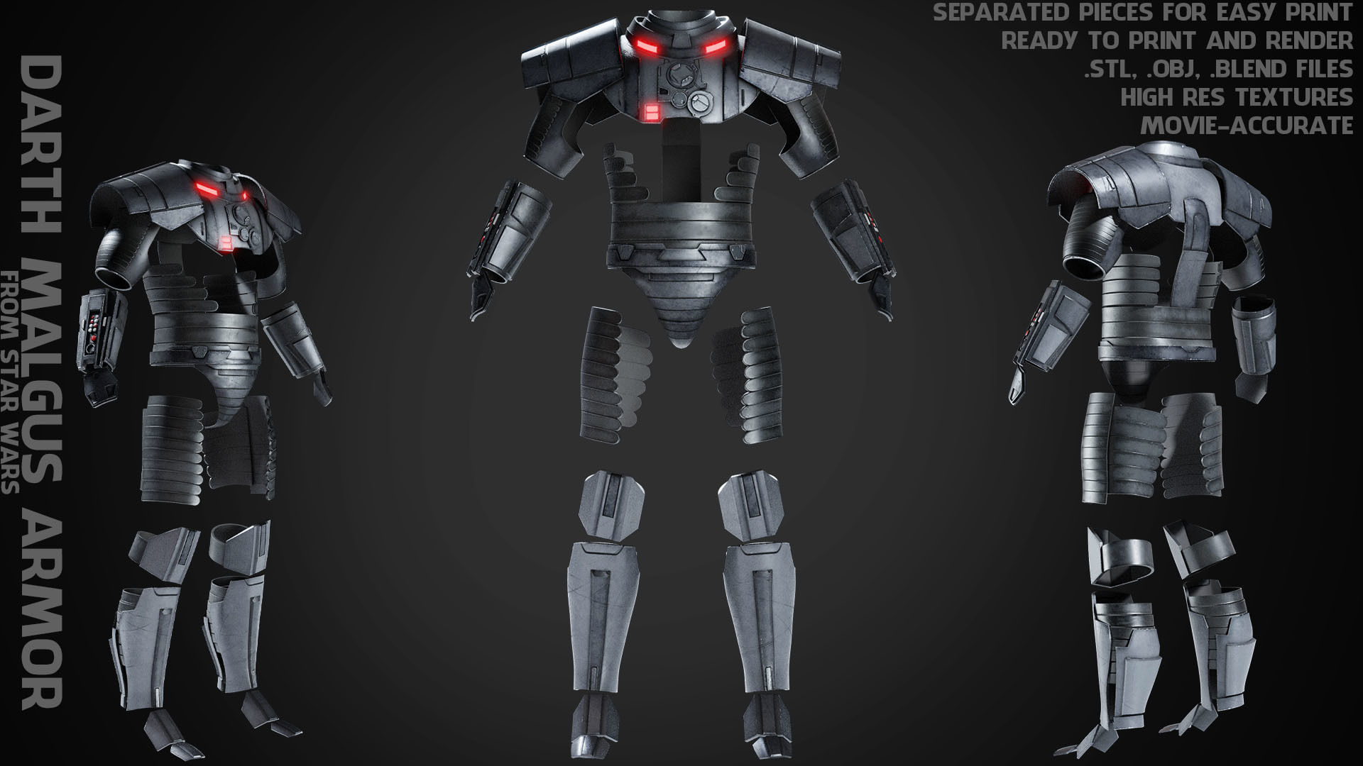 Star Wars Darth Malgus Armor for Cosplay 3D model 3D printable | CGTrader