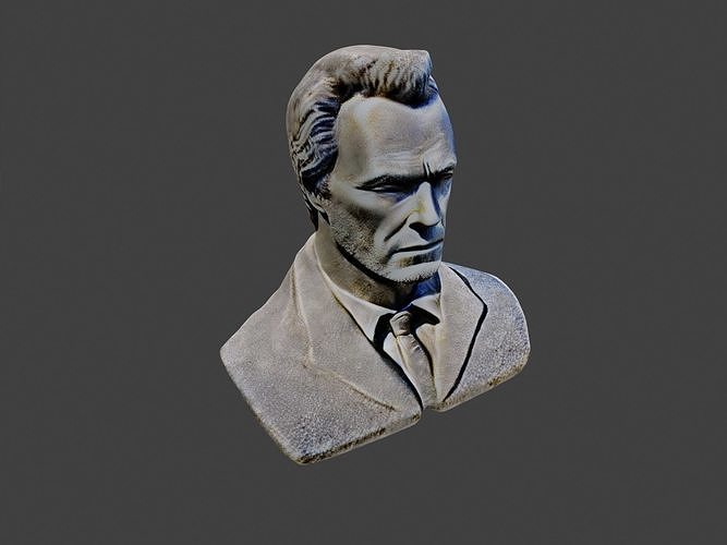 Realistic high quality Clint Eastwood stone bust - Statue 3D model ...