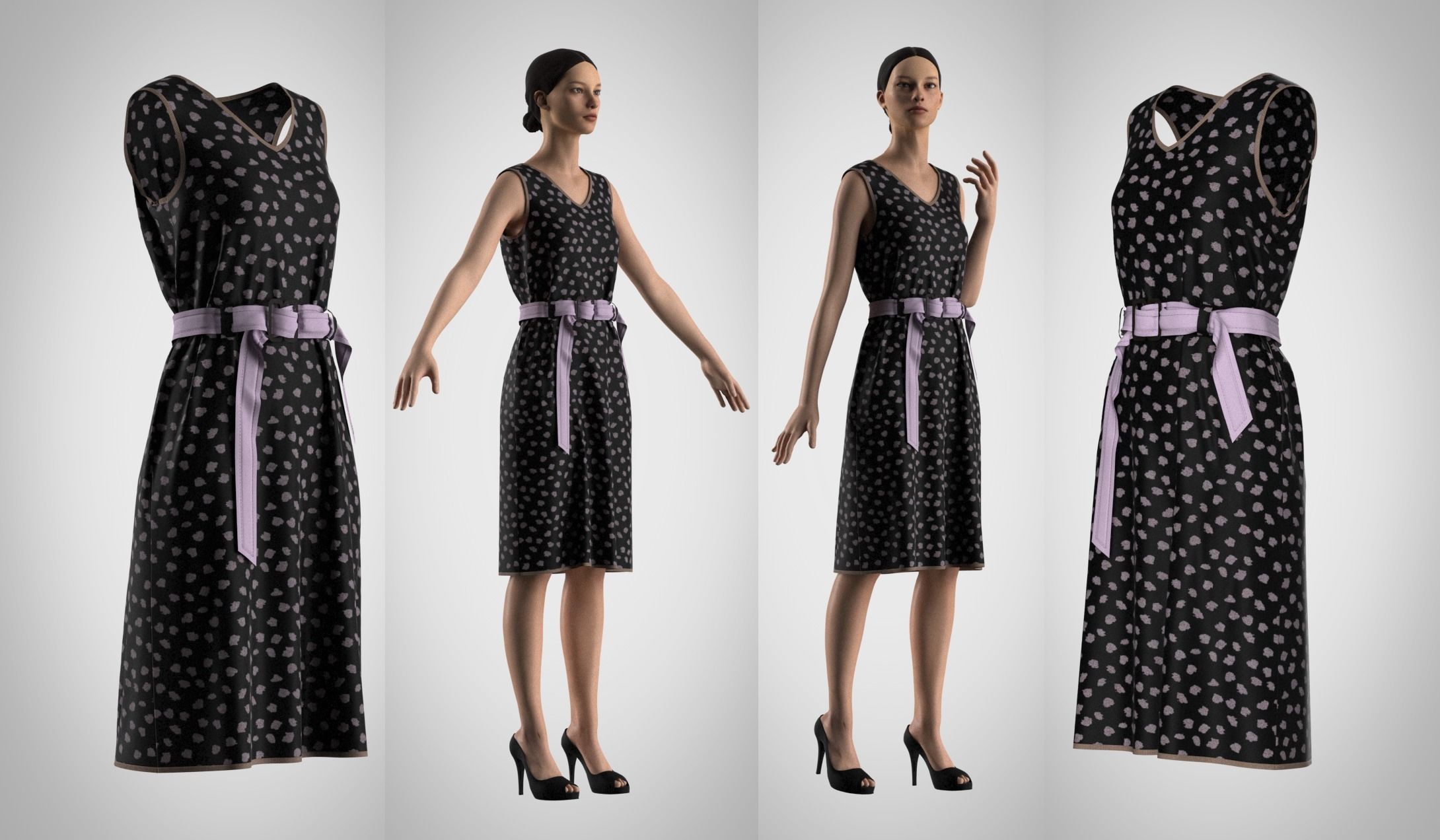 Daily Outfitt 3 Female Possed and A Pose 3D model rigged | CGTrader