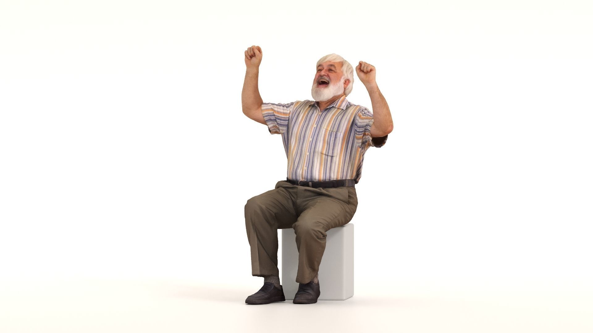 OLD FAN MAN full body 3D model | CGTrader