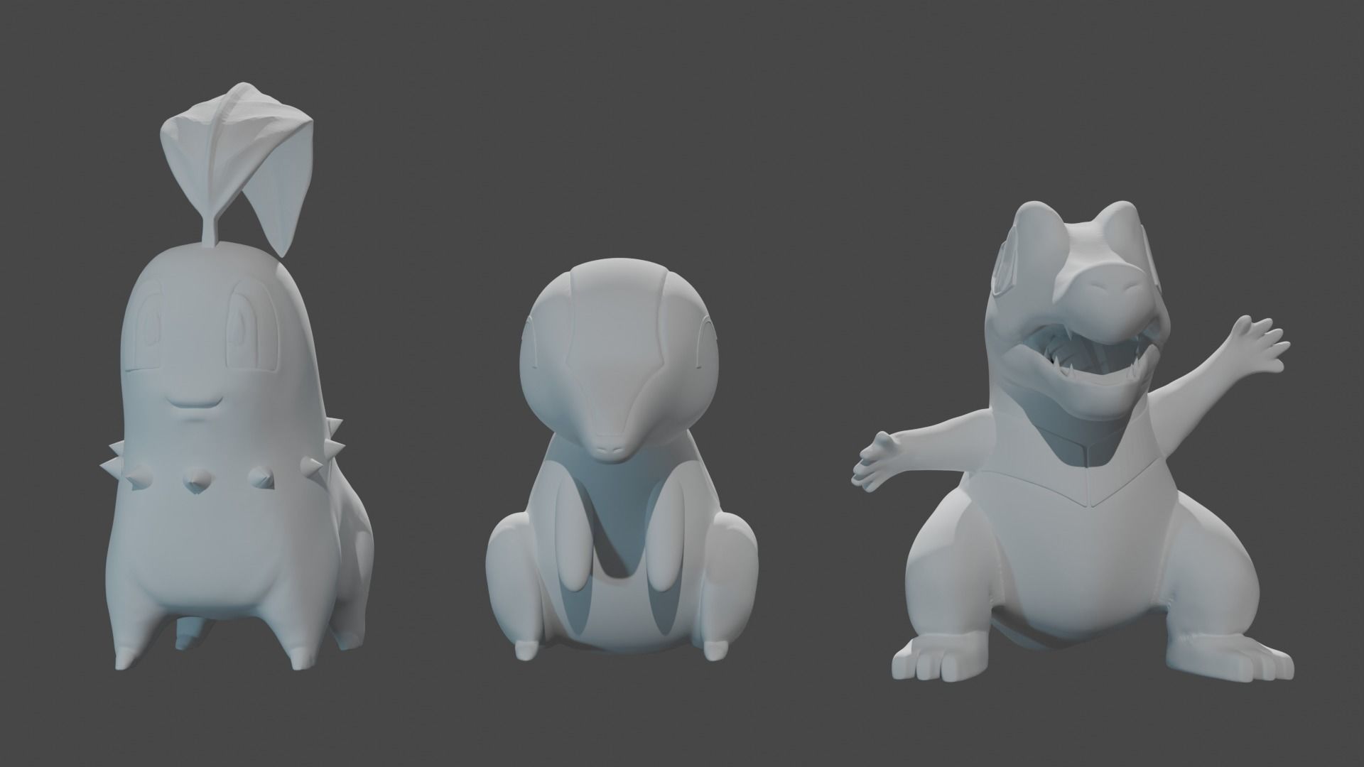 Pokemon Johto Starters 3D model 3D printable | CGTrader